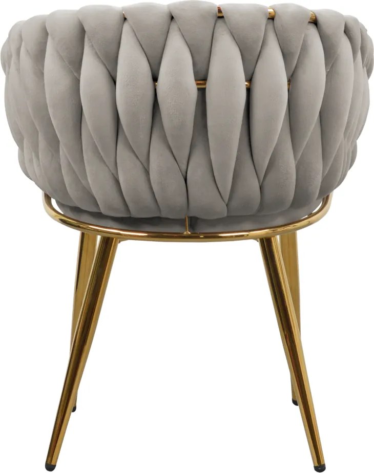 Jídelní křeslo, šedohnědá Taupe Velvet látka/gold chrom zlatý, DEILA
