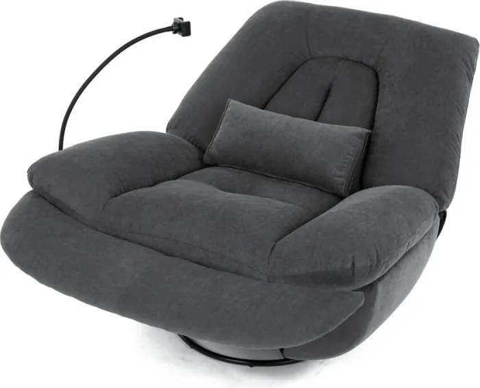 Polohovací křeslo TV-7081 GREY2, elektrické zabudované ovládání, látka, šedá (118 x 112) cm