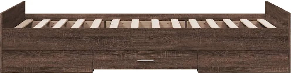 Rám postele se zásuvkami hnědý dub 75 x 190 cm kompozitní dřevo 3280355
