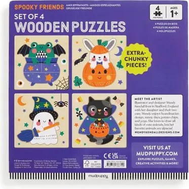 Mudpuppy Dřevěné puzzle sada 4 puzzle Halloween / od 12 měsíců
