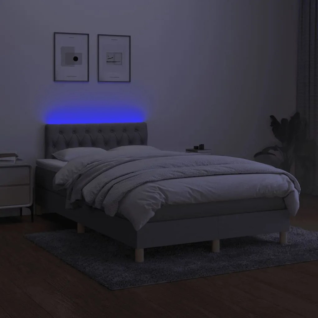 Box spring postel s matrací a LED světle šedá 120x190 cm textil 3270109
