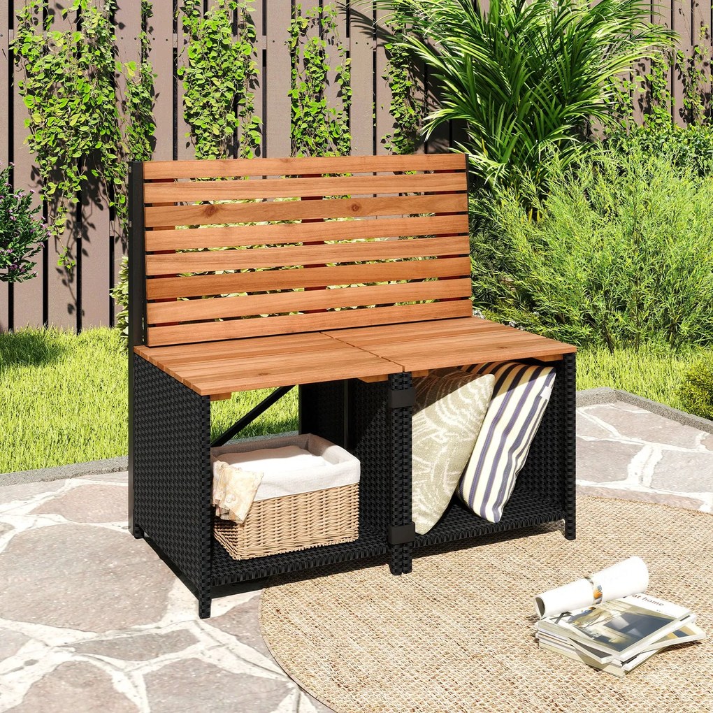 Costway 2-in-1 Venkovní skládací lavice konvertibilní piknikový stůl a s kovovým
