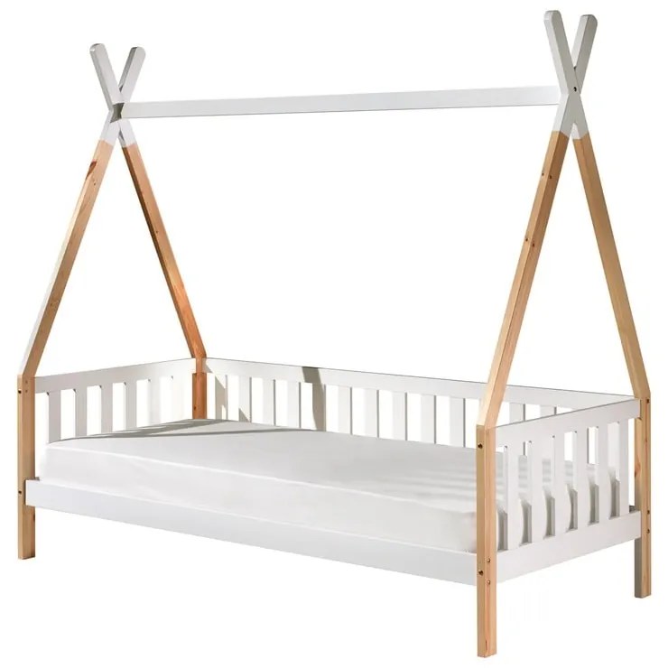 Bílá domečková dětská postel s roštem 90x200 cm Tipi - II. jakost – Vipack