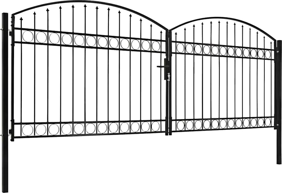 Plotová brána ASSEN dvoukřídlé dveře s klenutým vrškem ocel 400 x 150 cm 143094