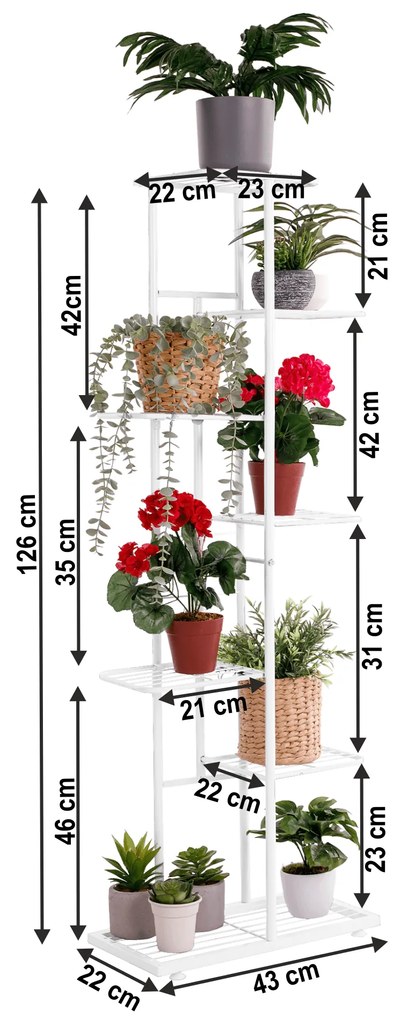 Kondela Kovový stojan na květiny, bílá, BAMIR TYP 2