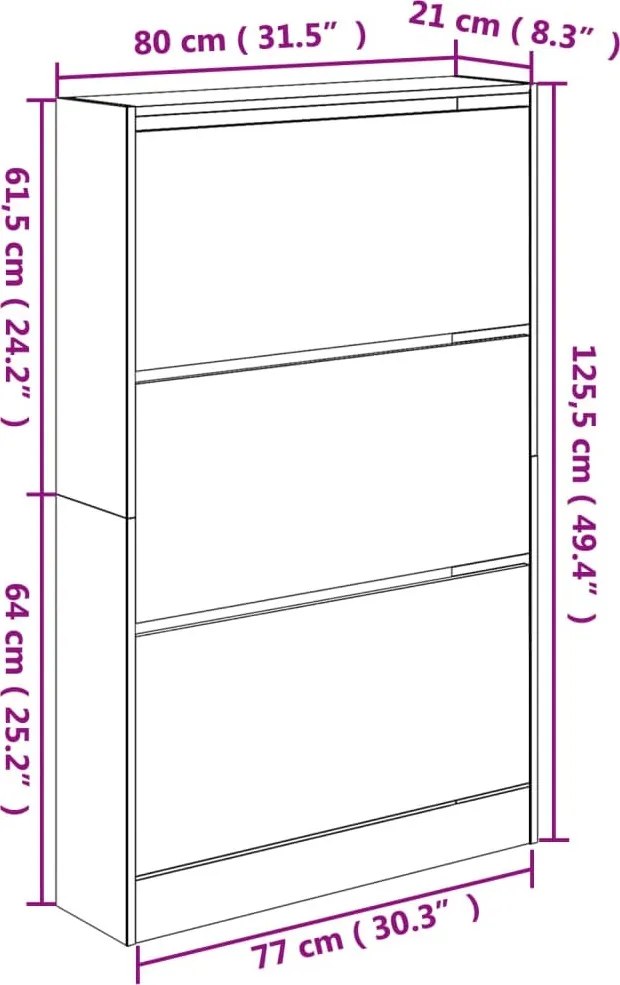 vidaXL Botník 80 x 21 x 125,5 cm kompozitní dřevo [839926] Barva: dub sonoma
