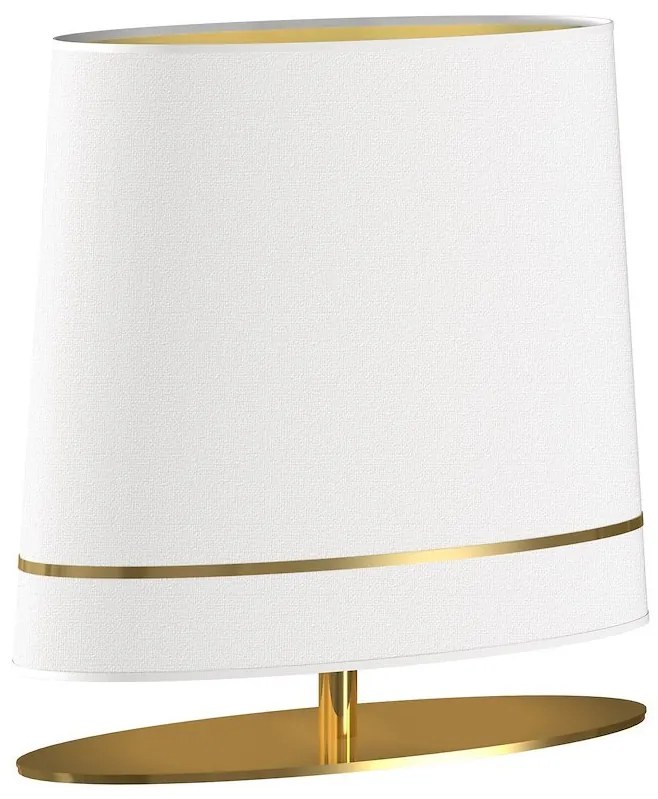 Stolní lampa Bootes, 1x bílé/zlaté textilní stínítko, g