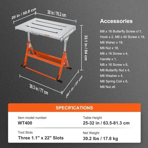 Svařovací stůl 76,2 × 50,8 cm, 181,4 kg Nosnost Pracovní stůl pro svařování oceli