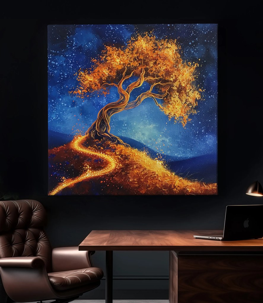 Obraz na plátně - Strom života Ohnivý zápal FeelHappy.cz Velikost obrazu: 80 x 80 cm