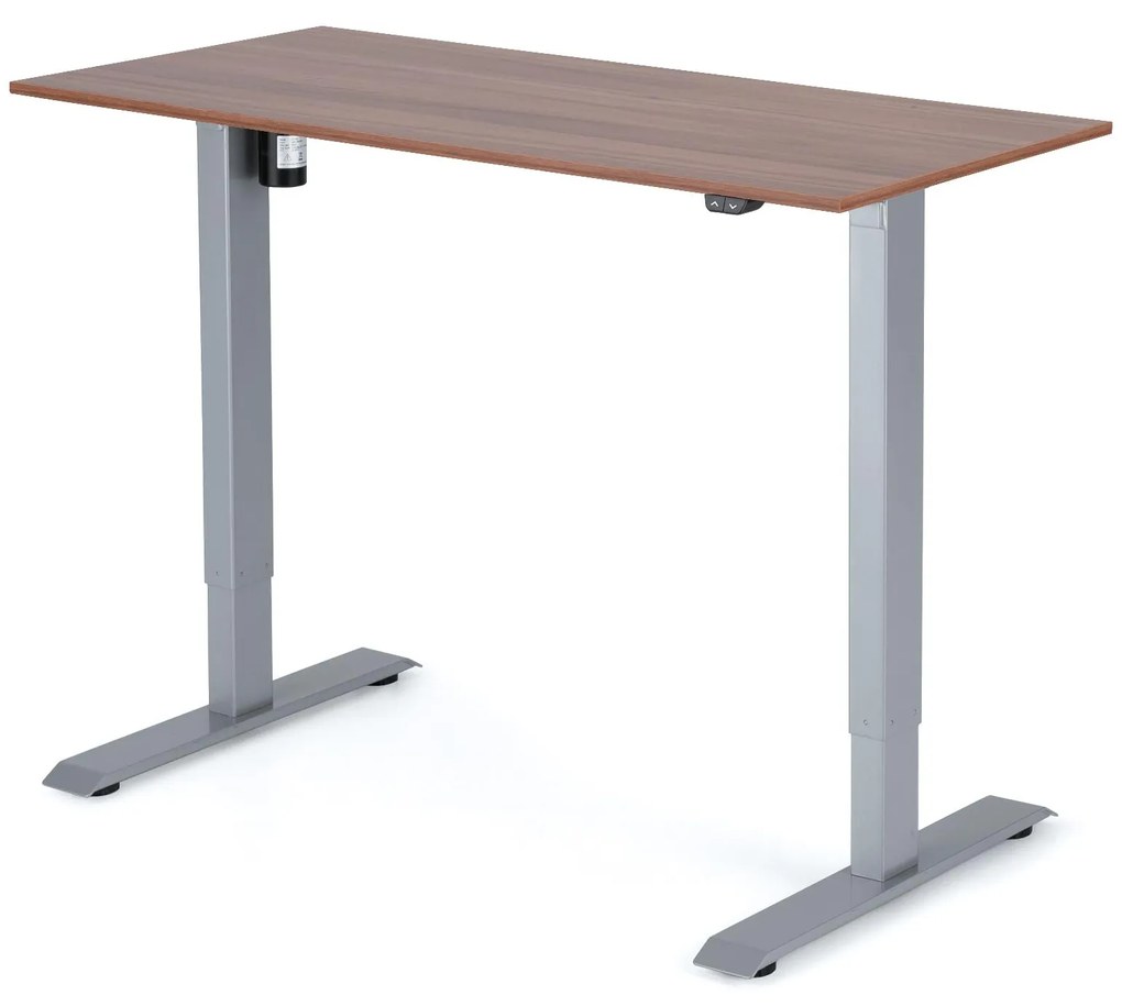 Výškově nastavitelný stůl Liftor 2segmentové nohy šedé,   deska 1180 x 600 x 18 mm ořech