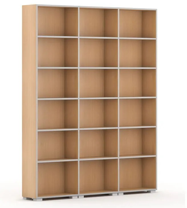 Knihovna SILVER LINE, 3 sloupce, 2230 x 1800 x 400 mm, buk