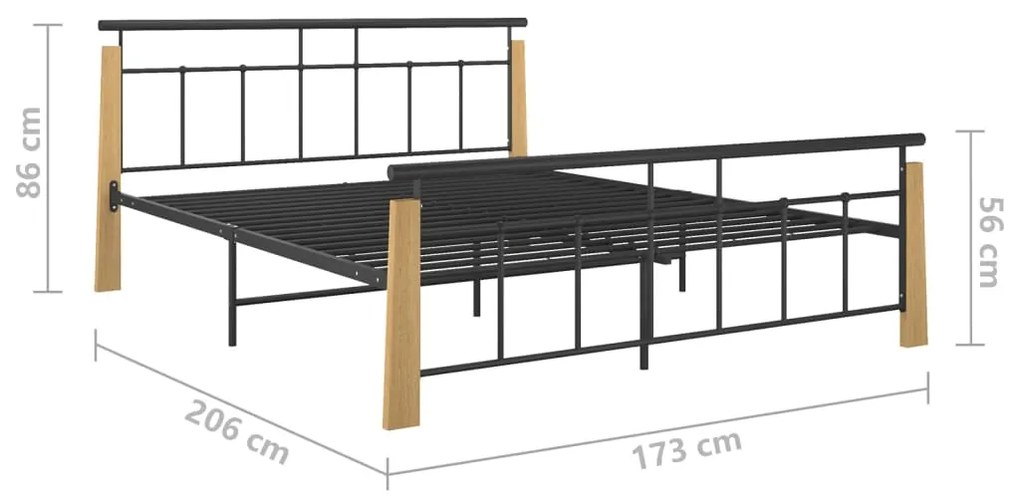 Rám postele kov a masivní dubové dřevo 160 x 200 cm,  324901