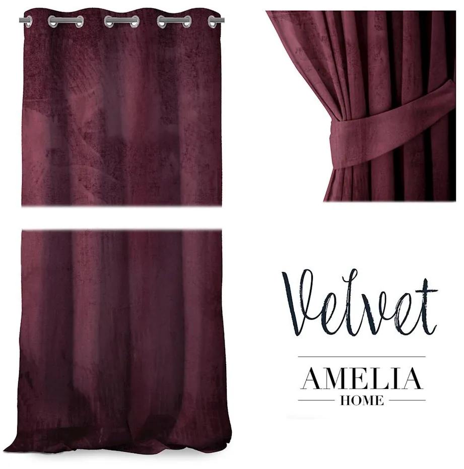 Závěs AmeliaHome Velvet 140x270 cm burgundový