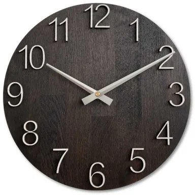 Luxusní dřevěné nástěnné hodiny Wenge – Černý design I SENTOP MAS016-OSMO-3169-heads-silver