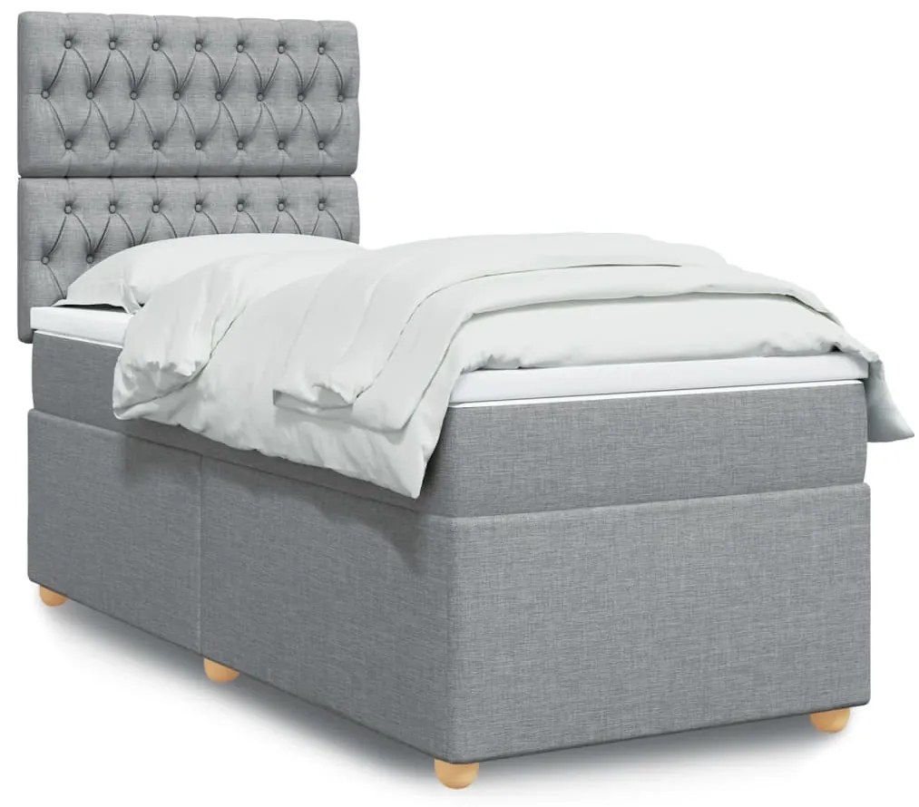 Box spring postel s matrací světle šedá 90x190 cm textil 3293442