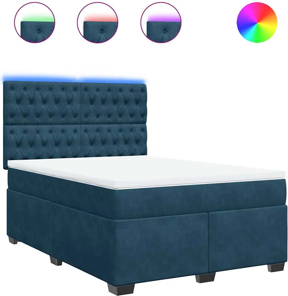 Box spring postel s matrací modrá 140 x 190 cm samet 3293216
