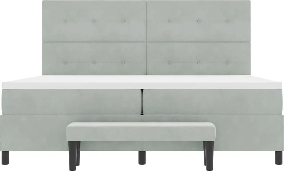 Postel s boxspringem s čelo Světle šedá 200 x 200 cm samet 3344534