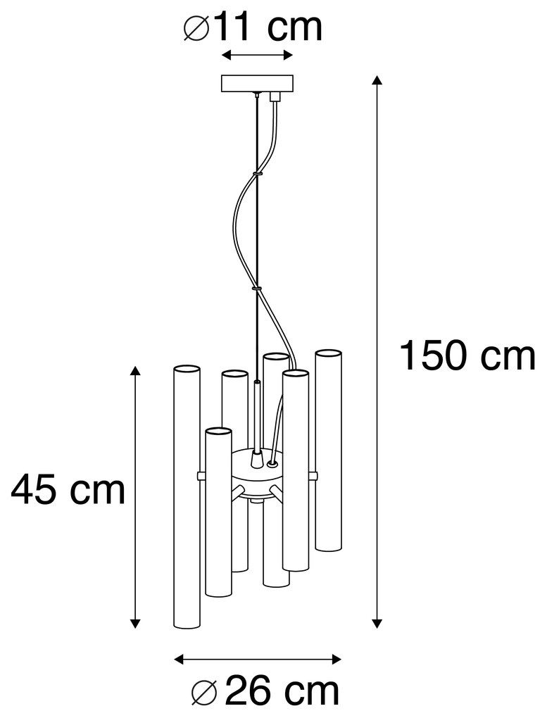 Art Deco závěsné svítidlo černé 12-světlo - Tubi