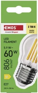 Emos lighting LED žárovka Filament Mini Globe / E27 / 5,9 W (60 W) / 806 lm / teplá bílá 1525743211