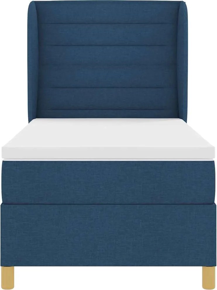 Postel s boxspringem s matrací s čelo Modrá 200 x 90 cm textil 3340675