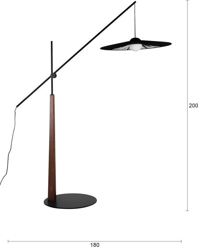 Černá/v tmavě přírodní barvě stojací lampa (výška 200 cm) Belle – Zuiver