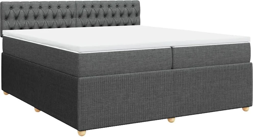 Box spring postel s matrací tmavě šedá 200x200 cm textil 3289871