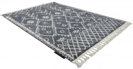 koberec BERBER TANGER B5940, šedo bílá střapce, Maroko, Shaggy velikost 140x190 cm | krásné koberce cz