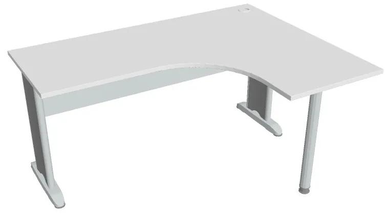 Stůl ergo oblouk levý 160×120/60 cm - Hobis Cross CE 60 L Dekor stolové desky: bílá, Dekor lamino podnože: šedá, Barva nohou: Stříbrná