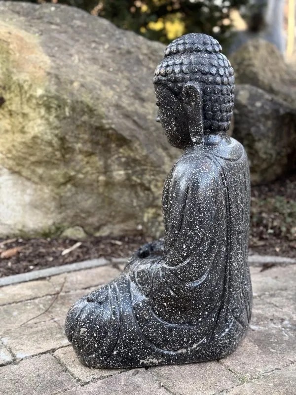 Socha Buddha z terrazza (teraco) 60 cm – ruční výroba Jáva