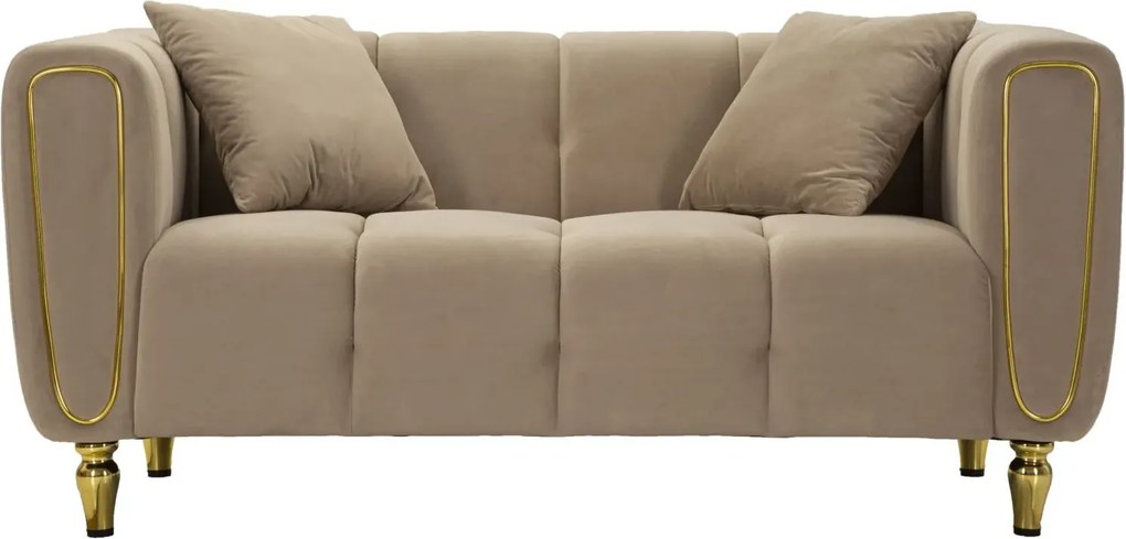 Dvoumístná pohovka Alma 155 cm taupe/zlatá