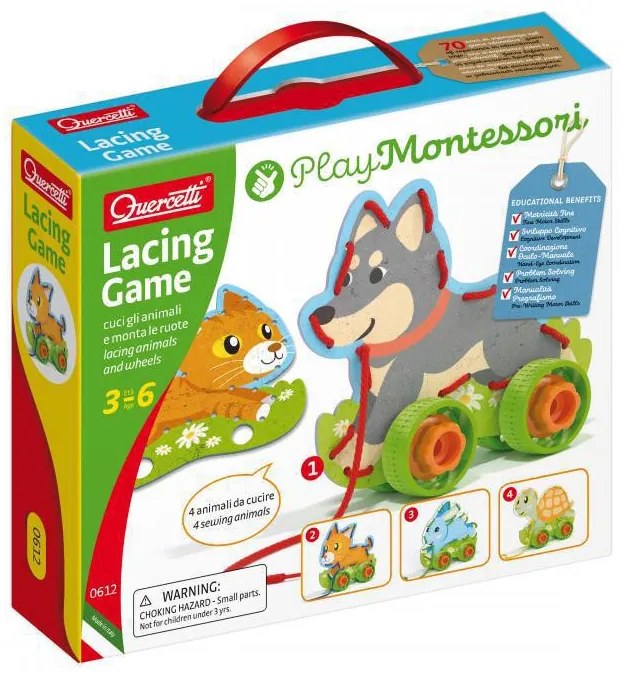 Quercetti Lacing Game lacing animals & wheels – šněrovací zvířátka