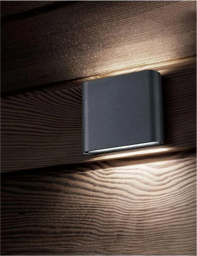 NV 740401 Venkovní nástěnné svítidlo SOHO tmavě šedý hliník skleněný difuzor LED 2x3W 3000K 220-240V 2x60st. IP54 světlo nahoru a dolů - NOVA LUCE
