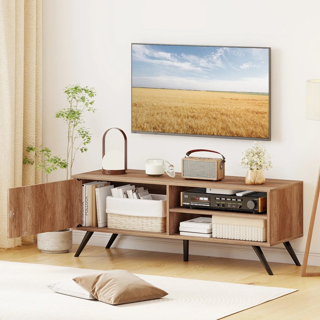 Costway TV skříňka TV se skříňkou a 2 otevřené přihrádky TV – 120 × 40 × 44,5 cm