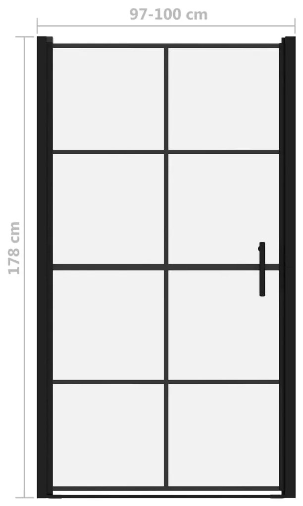 vidaXL Marketos Sprchové dveře tvrzené sklo 100 x 178 cm černé