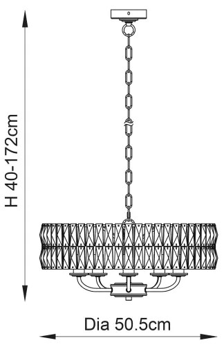 Endon 106244 - Lustr na řetězu CLIFTON 5xE14/6W/230V pr. 50,5 cm mosaz/čirá