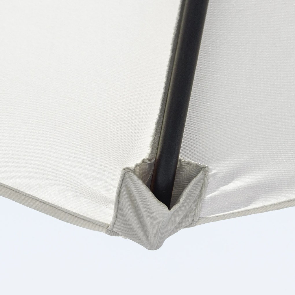Outsunny Hliníkový Zahradní Slunečník Ø260x235 cm Sklopný Zahradní Parasol s Kličkou a 6 Kovovými Tyčemi pro Venkovní Terasu a Balkon Krémový