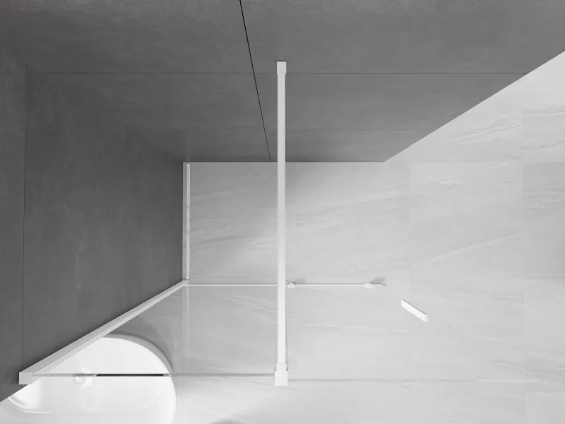Mexen Velar, posuvné dveře do otvoru typ Walk-In 130 cm, 8mm čiré sklo, bílá, 871-130-000-03-20