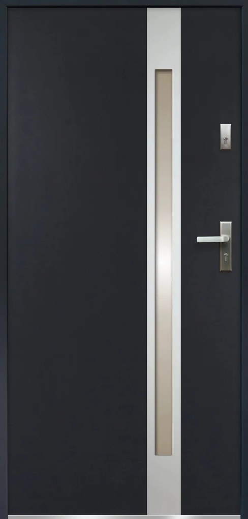 O.K. DOORS Ocelové vchodové dveře TEMIDAS INOX P55 antracitové 90 L