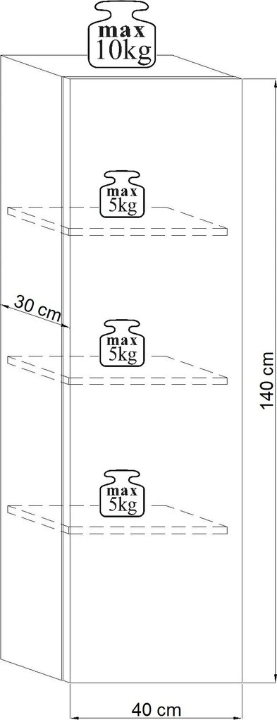 Závěsná skříňka Vivien 40 cm černý lesk