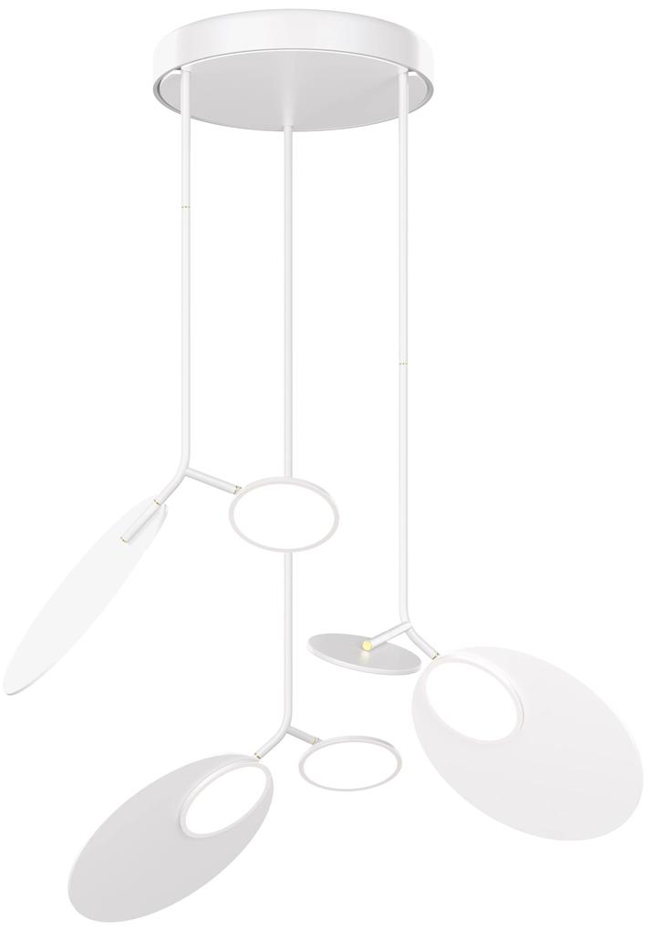 Závěsná lampa Ballon trojitá, více variant - TUNTO Model: zlatý rám / 24k zlato, černý baldachýn, panel a baldachýn - ořechová překližka