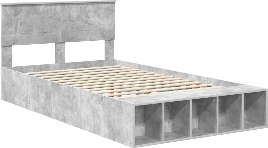Rám postele s čelo Betonově šedá 120 x 190 cm Kompozitní dřevo 3408385