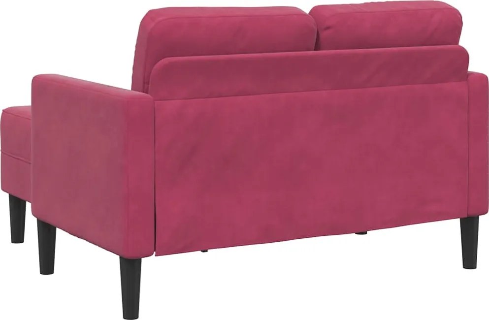 vidaXL Dvoumístná pohovka s lehátkem ve tvaru L 125 cm samet [4107072] Barva: vínová červená
