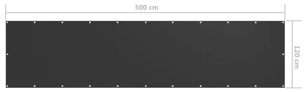 Balkónová zástěna antracitová 120 x 500 cm oxfordská látka