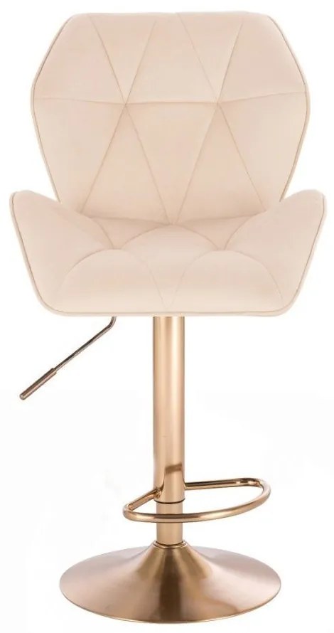 LuxuryForm DESIGN Barová židle MILANO MAX VELUR na zlatém talíři - krémová