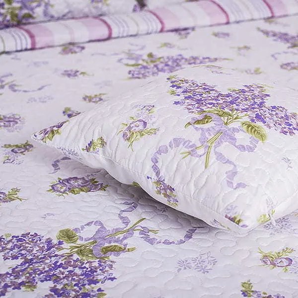 Přehoz na postel LAVENDER GARDEN 200x220 cm - fialový/bílý