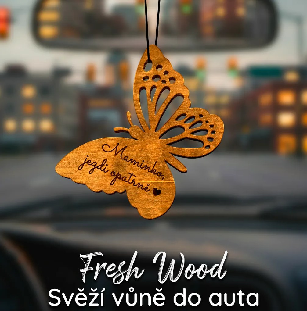 Ahome CZ Dřevěná vůně do auta – Motýl pro maminku