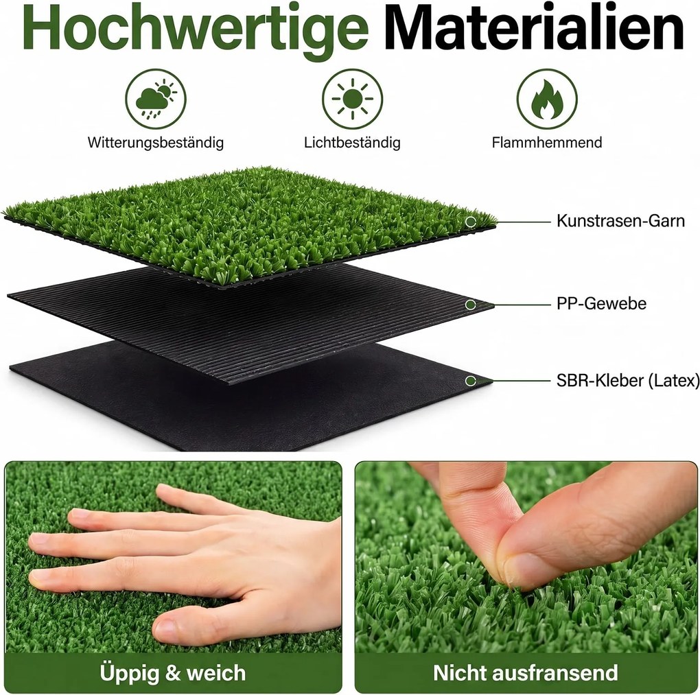 Costway 7 mm umělý trávník venkovní green s drenážním systémem v přírodním