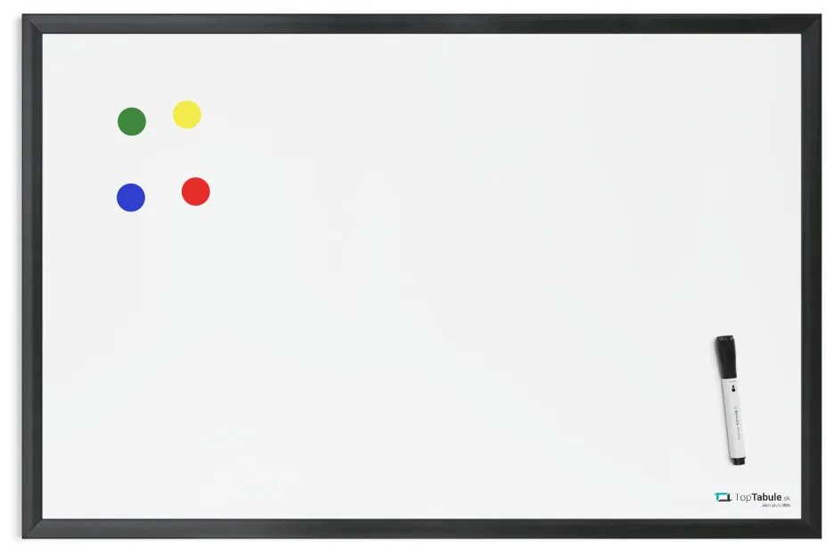 Toptabule.sk Bílá magnetická tabule v černém dřevěném rámu COLOR 90x60 cm