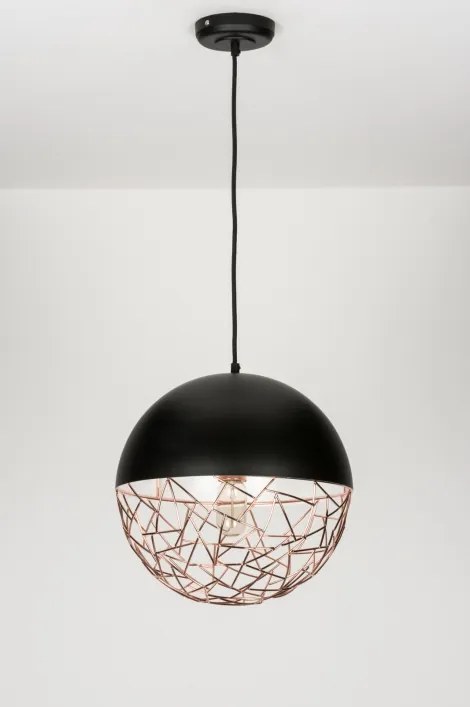 Závěsné industriální designové svítidlo nad stůl Signature Combino Nero and Copper