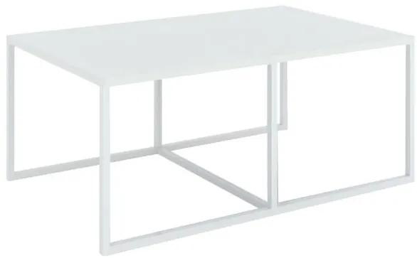 Konferenční stůl LOSETA II 102x67 cm, lamino a kov, bílý mat